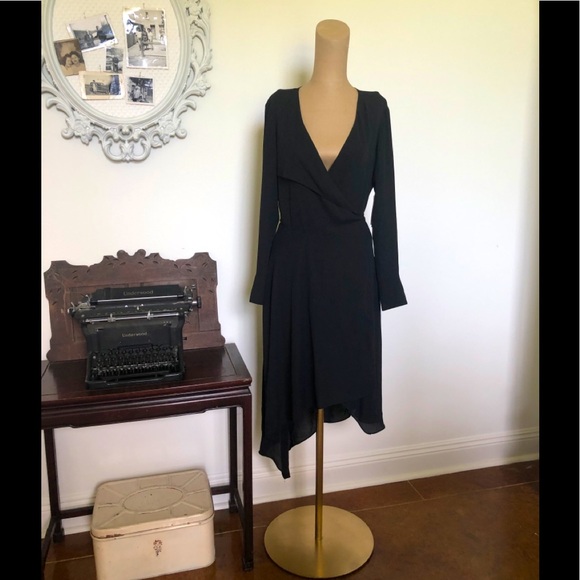 H by Halston | Dresses | Bnwt Halston Wrap Dress Xstp Black | Poshmark